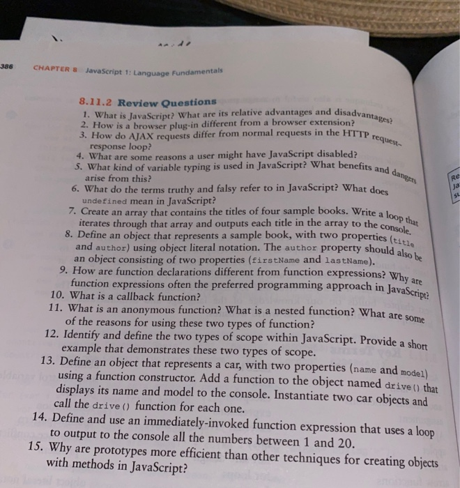 Solved 386 CHAPTER 8 JavaScript 1: Language Fundamentais | Chegg.com