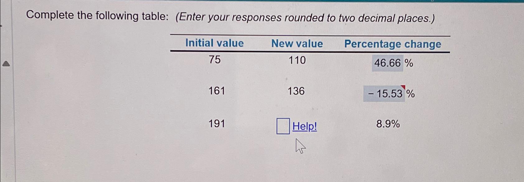 Solved Complete the following table: (Enter your responses | Chegg.com Solved Complete the following table: (Enter your responses | Chegg.com
