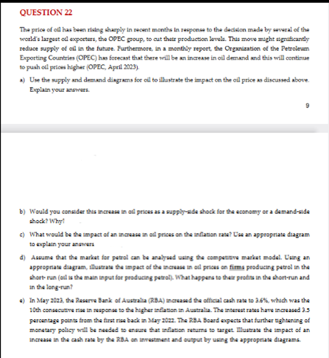 Solved QUESTION 22The price of oll has been rising sharply | Chegg.com