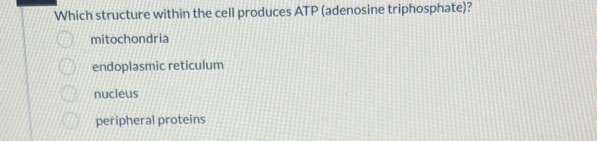 Solved Which structure within the cell produces ATP | Chegg.com