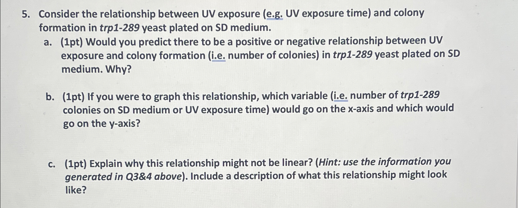 Solved Consider the relationship between UV exposure (e.g. | Chegg.com