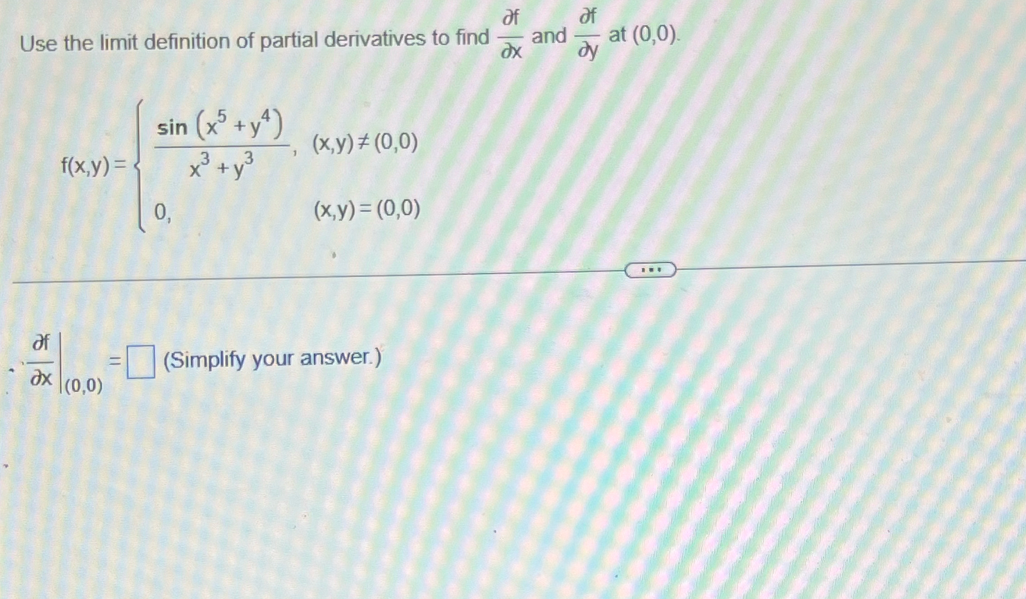 Solved Use the limit definition of partial derivatives to | Chegg.com