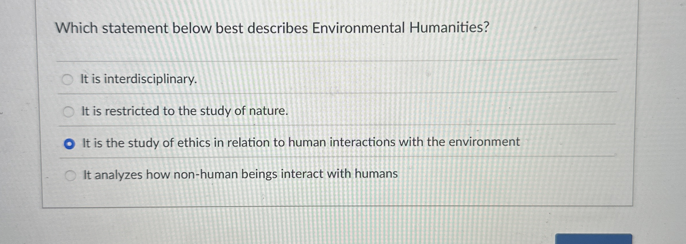 Solved Which statement below best describes Environmental | Chegg.com