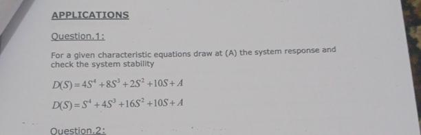 Solved APPLICATIONSQuestion.1:For a given characteristic | Chegg.com