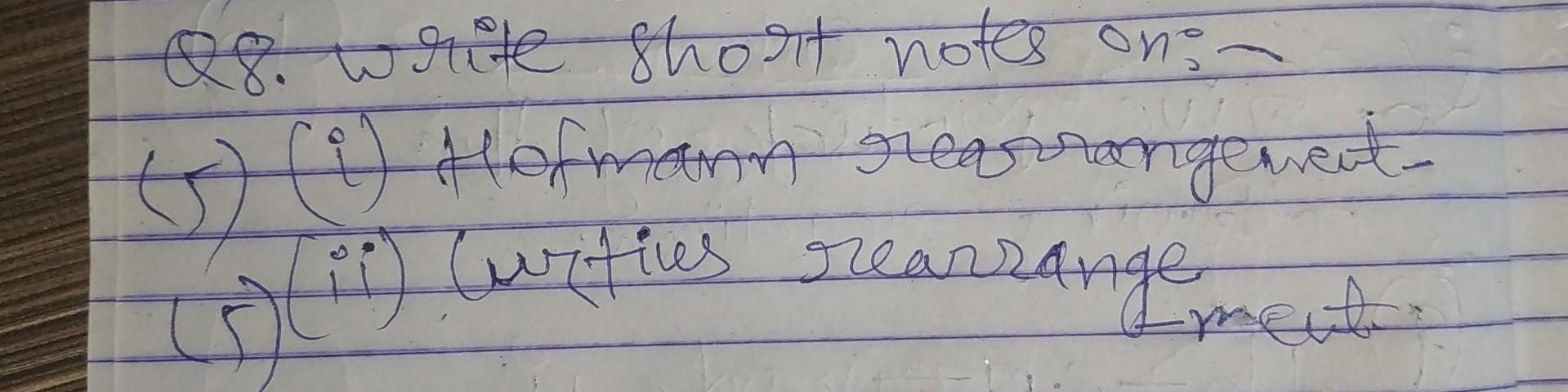 Solved Q8. Write short notes on: (5) (i) Hofmann | Chegg.com