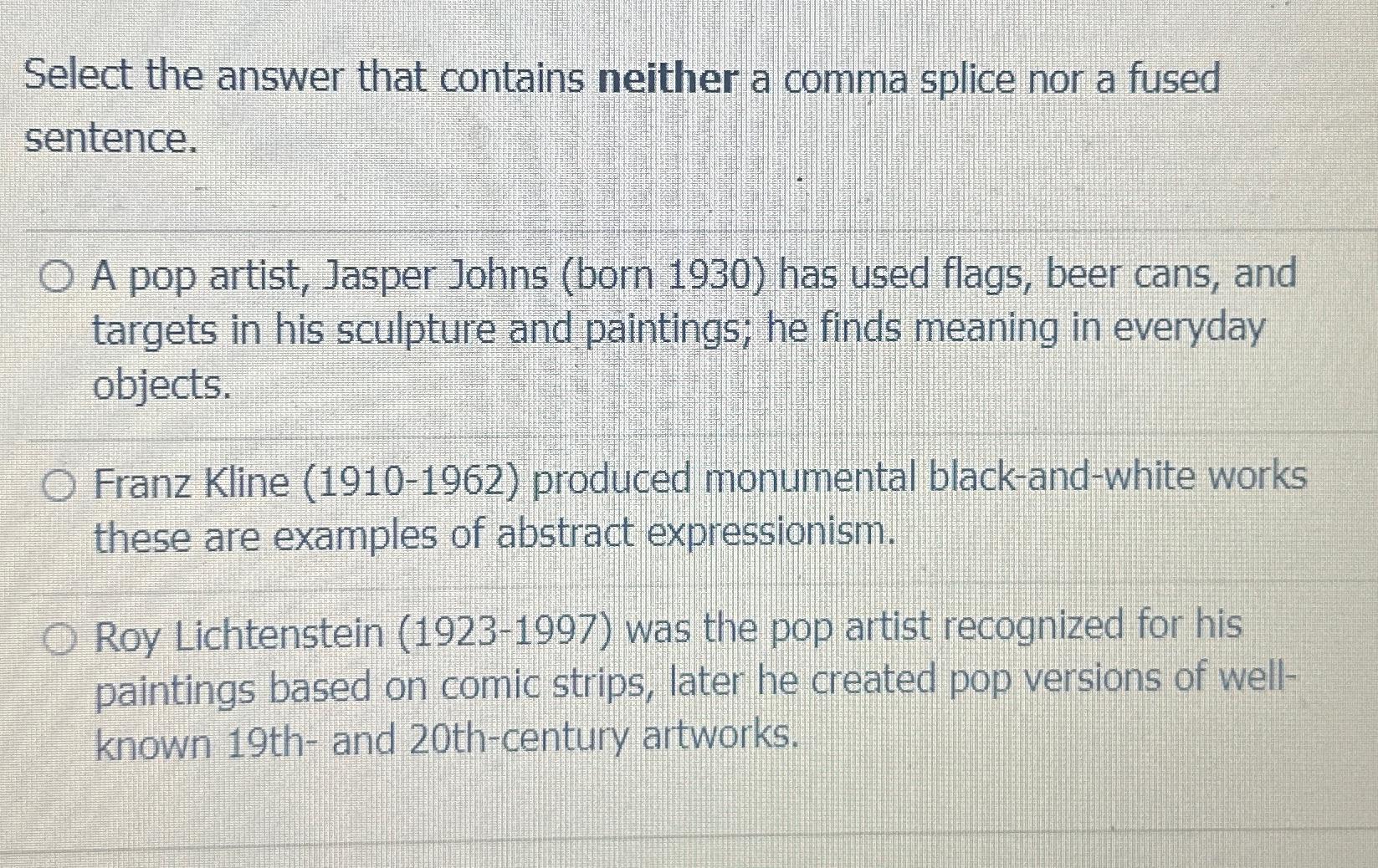 Solved Select the answer that contains neither a comma | Chegg.com