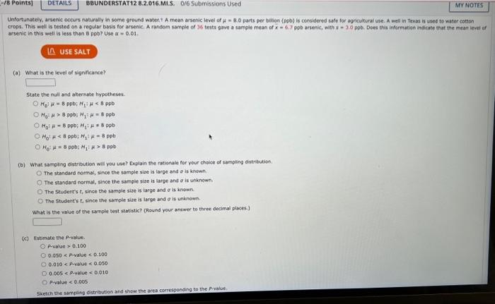 Solved Unfortunstely, arsenic ocours naturally in some | Chegg.com