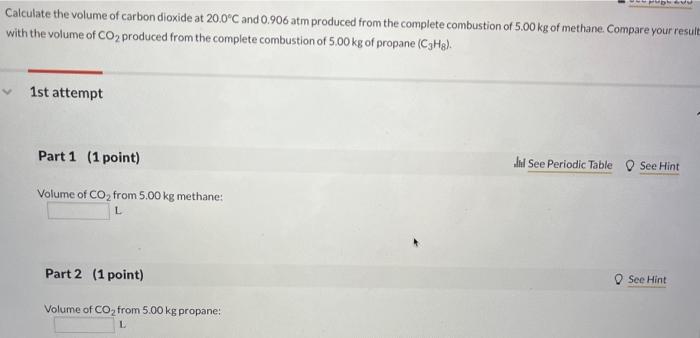 Solved Calculate the volume of carbon dioxide at 20.0∘C and | Chegg.com