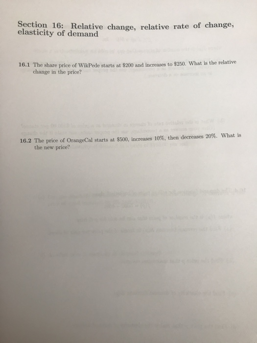 Solved Section 16: Relative change, relative rate of change, | Chegg.com