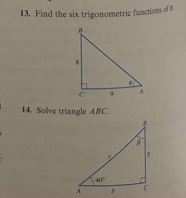 Solved Find the six trigonometric functions of θ.Solve | Chegg.com