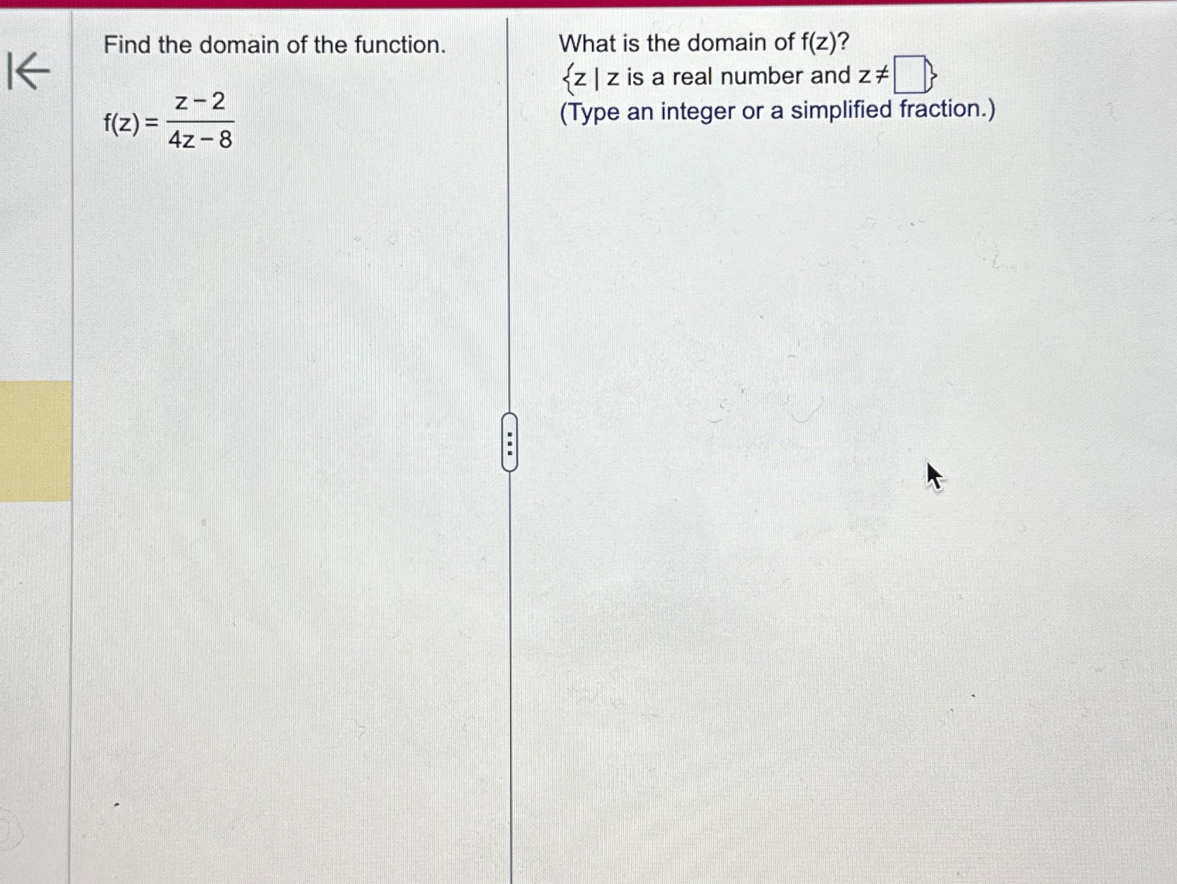 Solved Find the domain of the function.f(z)=z-24z-8What is | Chegg.com