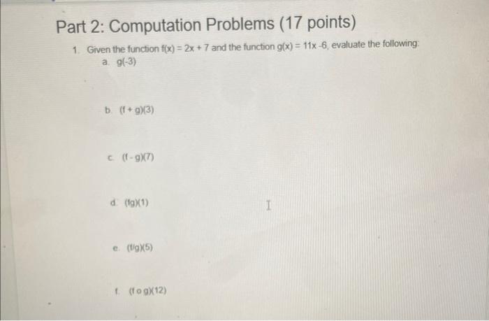 Solved 1. Given the function f(x)=2x+7 and the function | Chegg.com