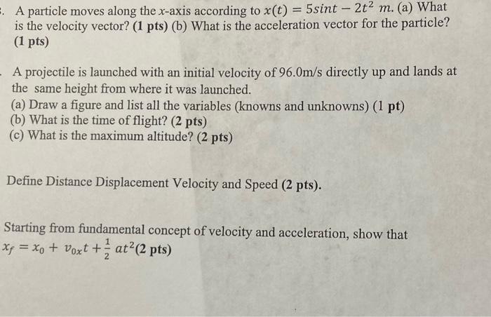 Solved A particle moves along the x-axis according to | Chegg.com