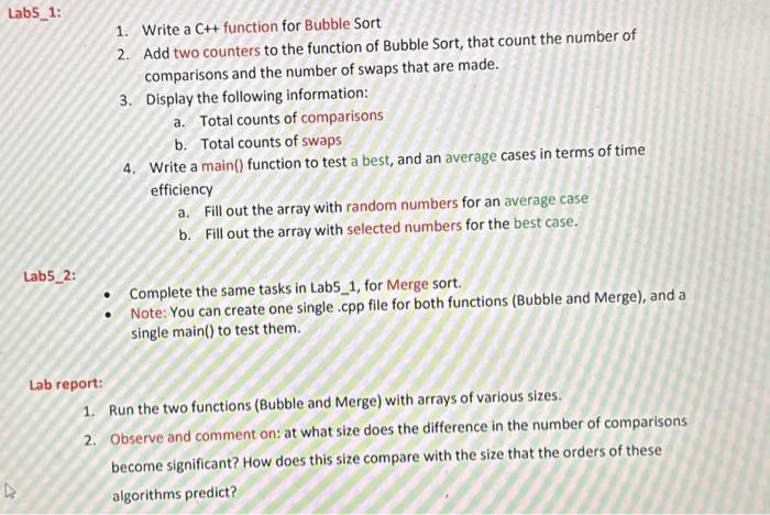 Solved 2. Add two counters to the function of Bubble Sort, | Chegg.com