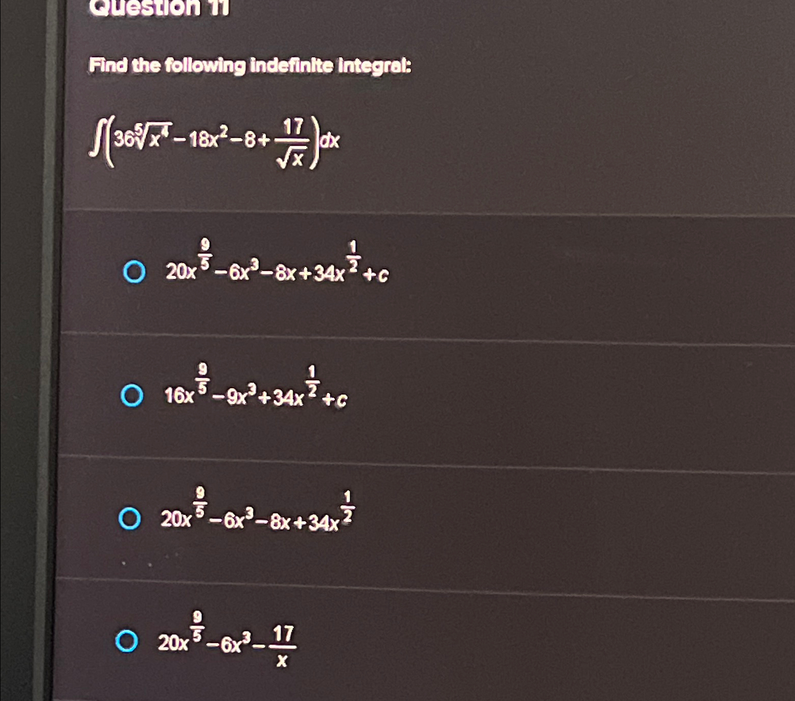 Solved Find the following inderinite | Chegg.com