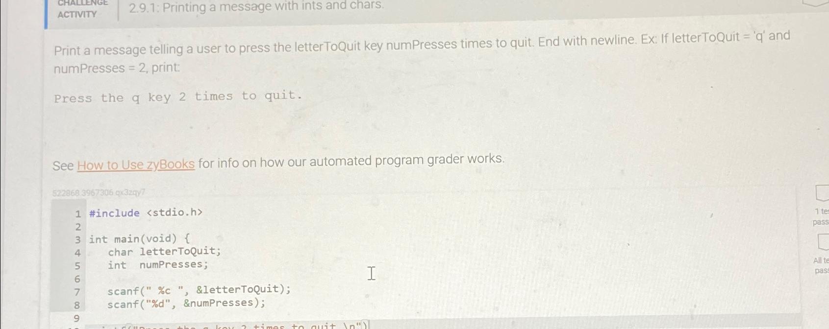Solved ACTIVITY2.9.1: Printing a message with ints and | Chegg.com