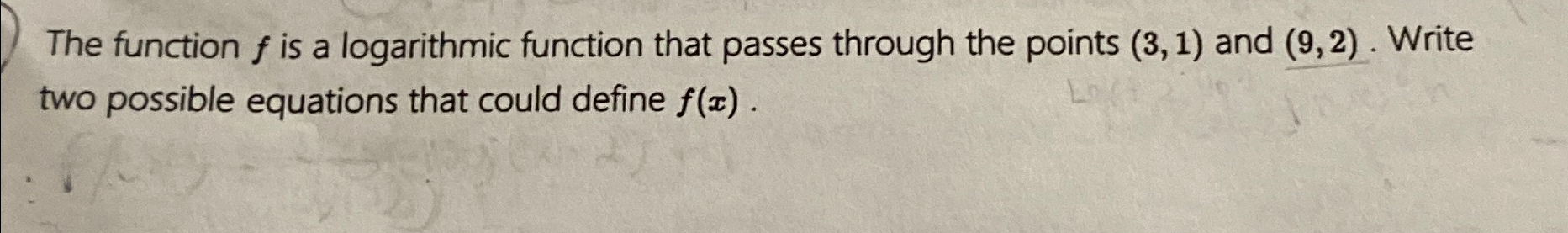 Solved The function f ﻿is a logarithmic function that passes | Chegg.com