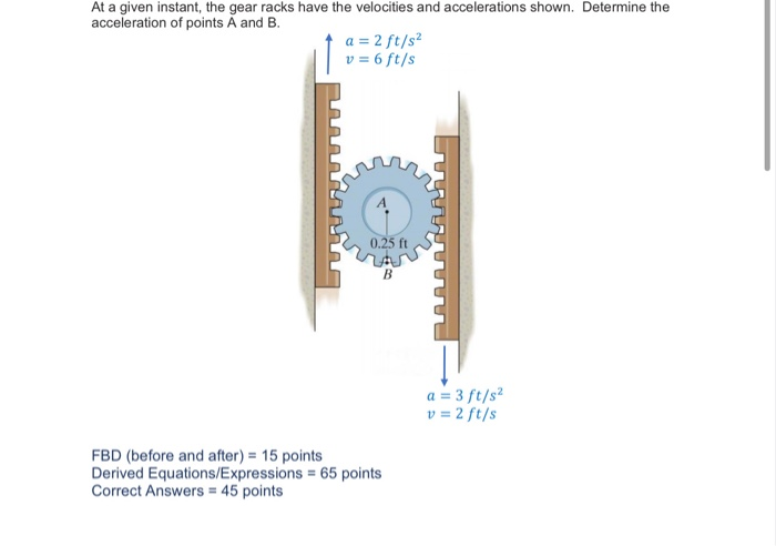 Solved At a given instant, the gear racks have the | Chegg.com