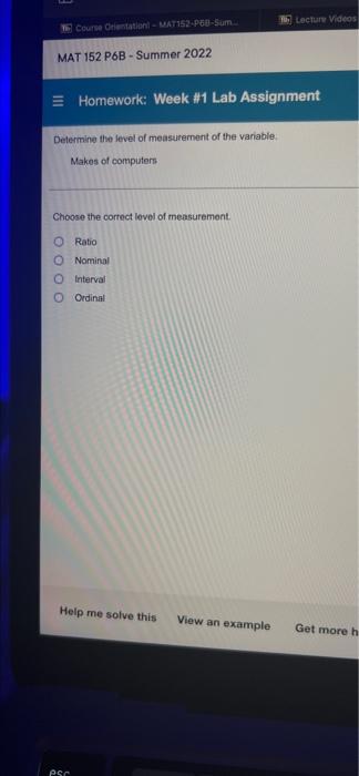 Solved Course Orientation)-MAT152-P68-Sum... MAT 152 P6B- | Chegg.com