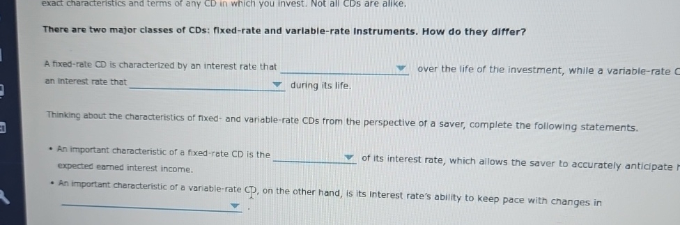 Solved exact characteristics and terms of any CD in which | Chegg.com