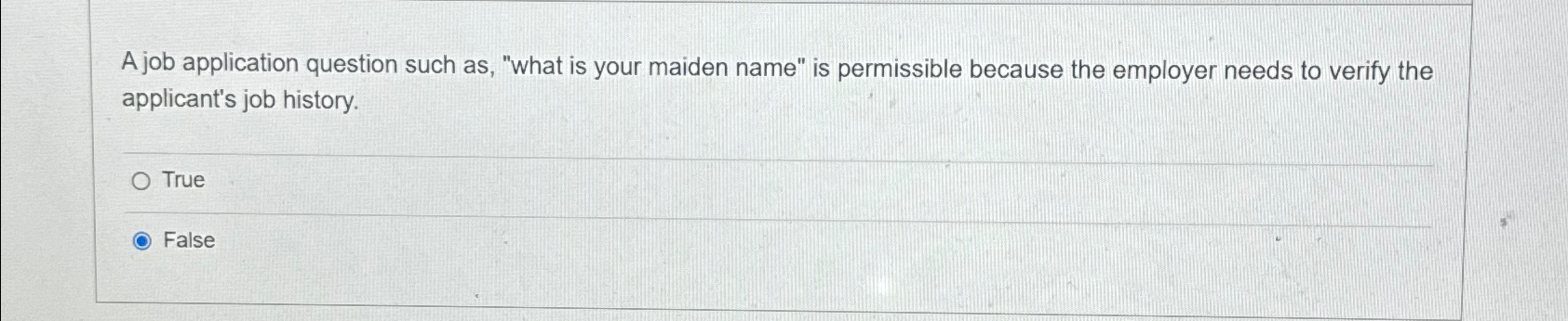 Solved A job application question such as, ﻿"what is your | Chegg.com