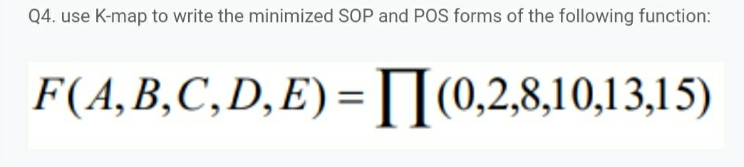 Q4. ﻿use K-map to write the minimized SOP and POS | Chegg.com