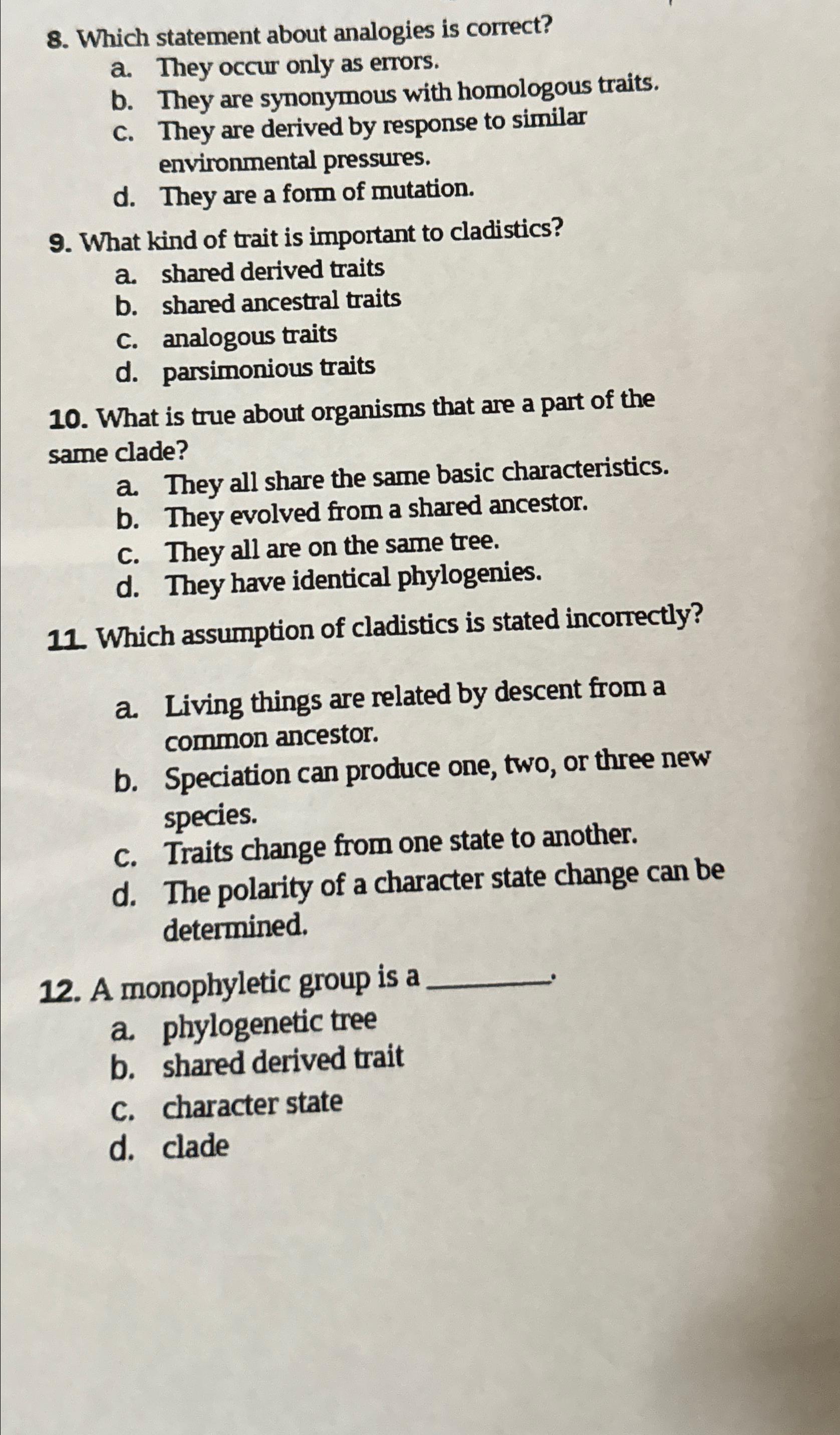 Solved Which statement about analogies is correct?a. ﻿They | Chegg.com