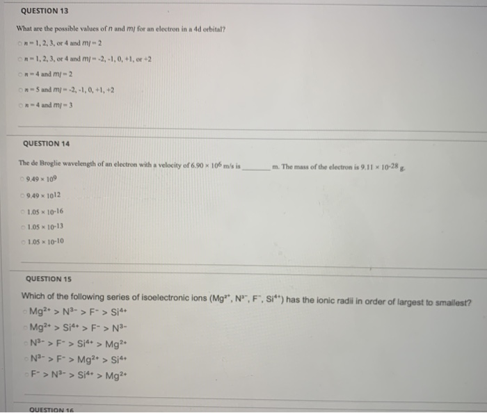 Solved QUESTION 13 What are the possible values of n and my | Chegg.com