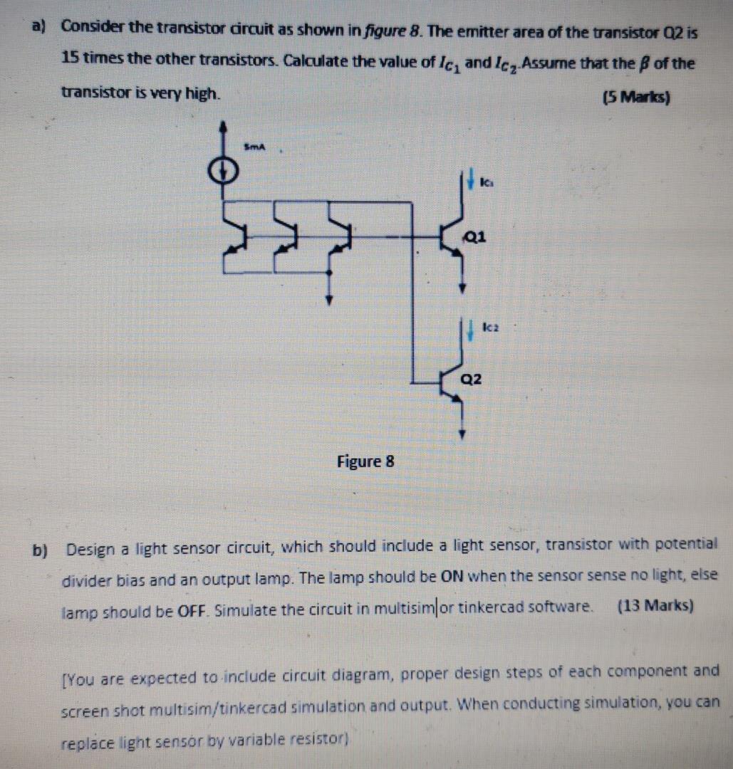 Solved a) Consider the transistor circuit as shown in figure | Chegg.com