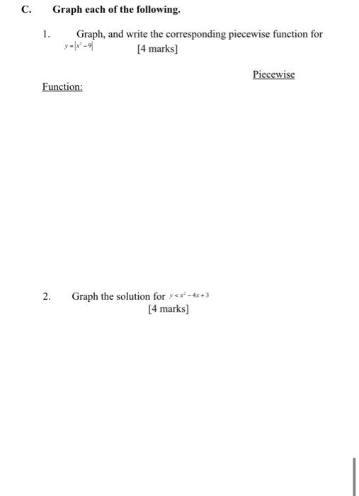Solved C. 1. Graph each of the following. Graph, and write | Chegg.com