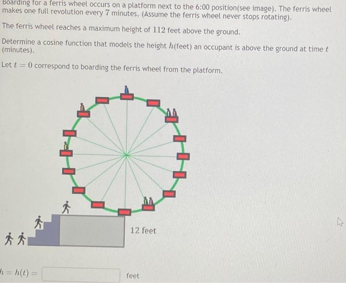 Solved Boarding for a ferris wheel occurs on a platform next | Chegg.com