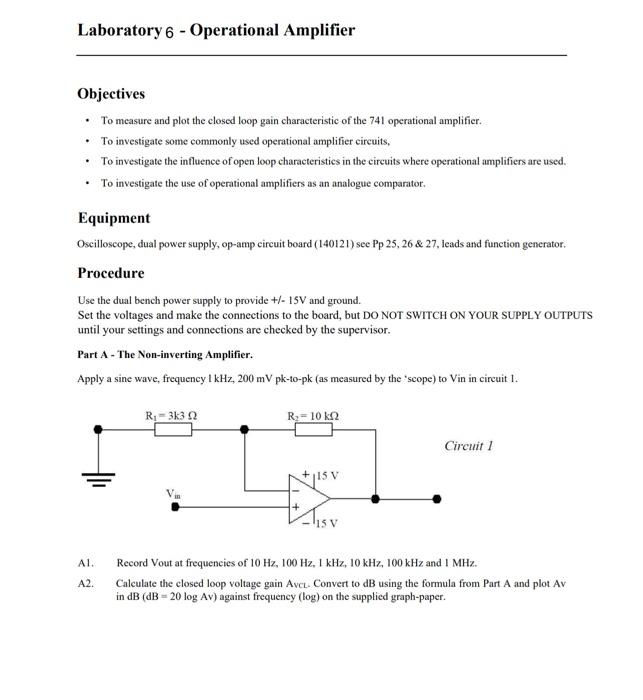 Solved Objectives - To measure and plot the closed loop gain | Chegg.com