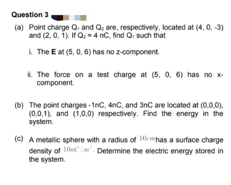 Solved (a) Point charge Q1 and Q2 are, respectively, located | Chegg.com