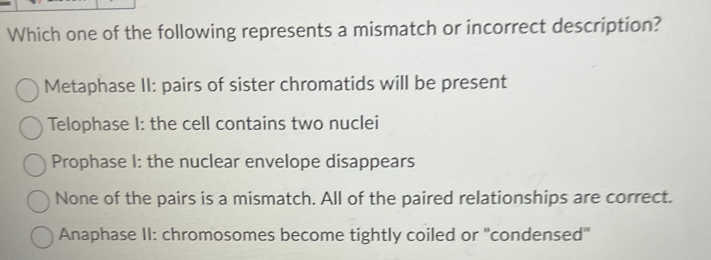 Solved Which one of the following represents a mismatch or | Chegg.com