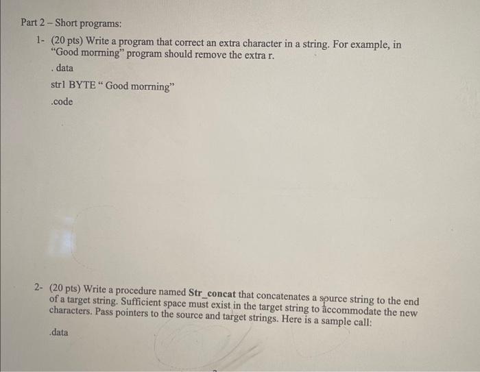 Solved Part 2 - Short programs: 1- (20 pts) Write a program | Chegg.com