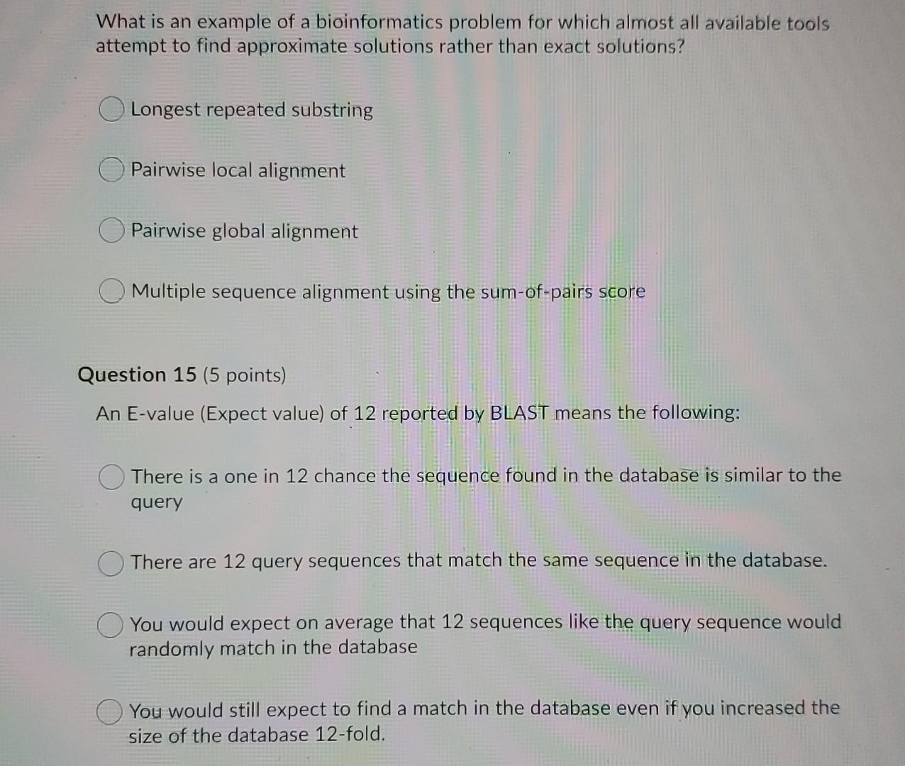 Solved What is an example of a bioinformatics problem for | Chegg.com
