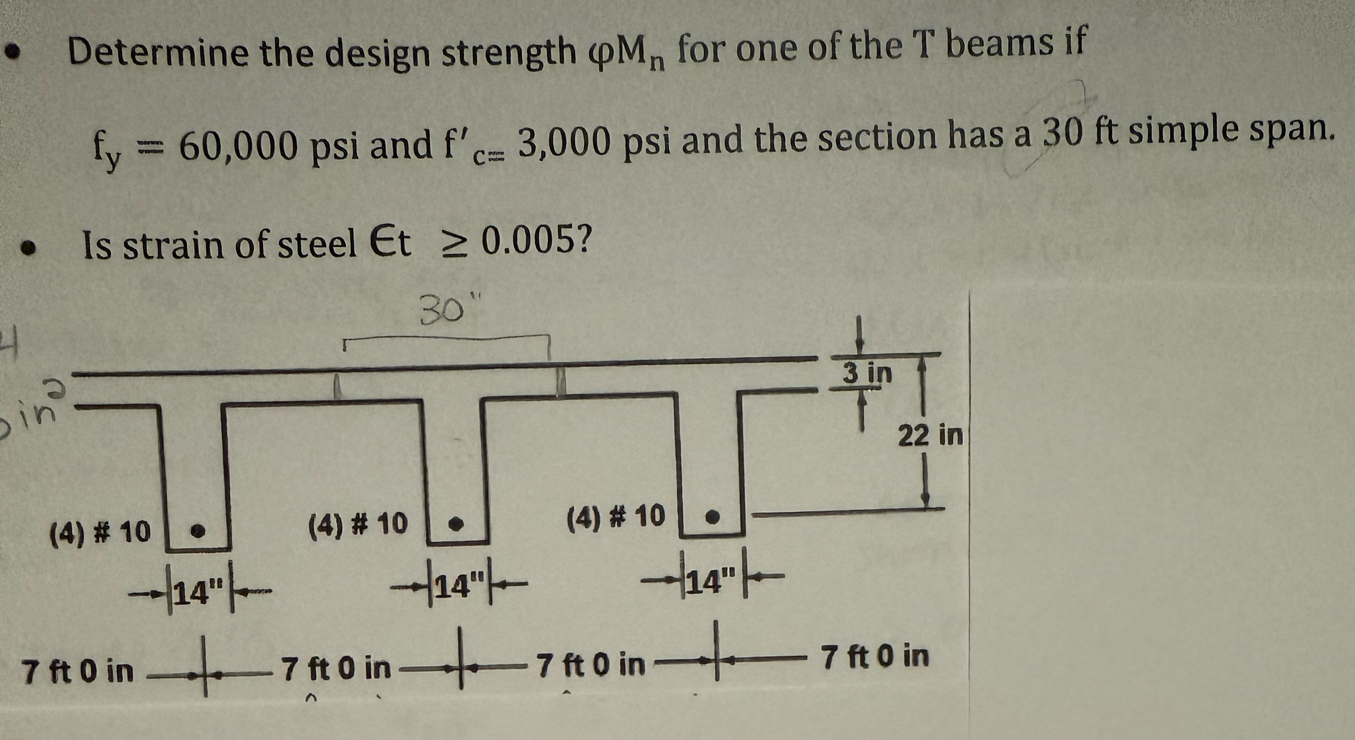 Solved Determine the design strength φMn ﻿for one of the T | Chegg.com