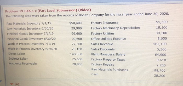 Solved Problem 19-04A a-c (Part Level Submission) (Video) | Chegg.com
