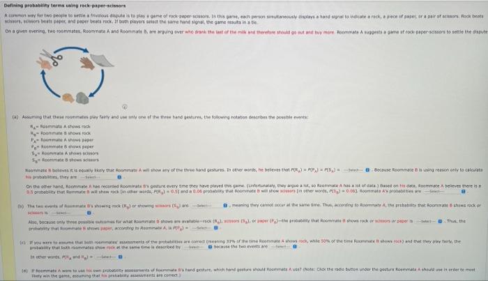Solved Defining probability terms using rock-paper-scissors | Chegg.com