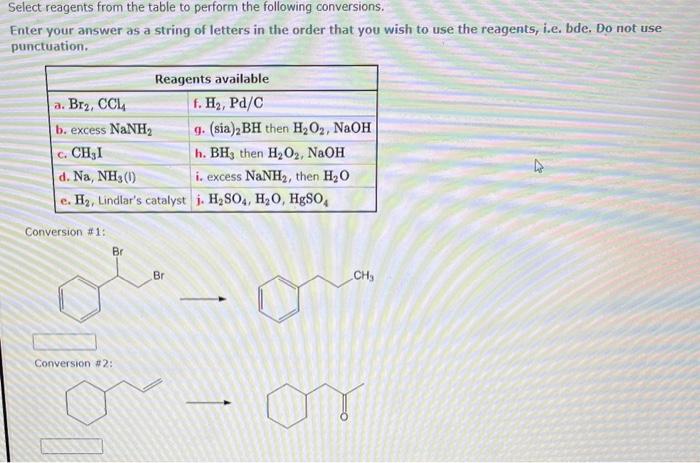Solved Select reagents from the table to perform the | Chegg.com