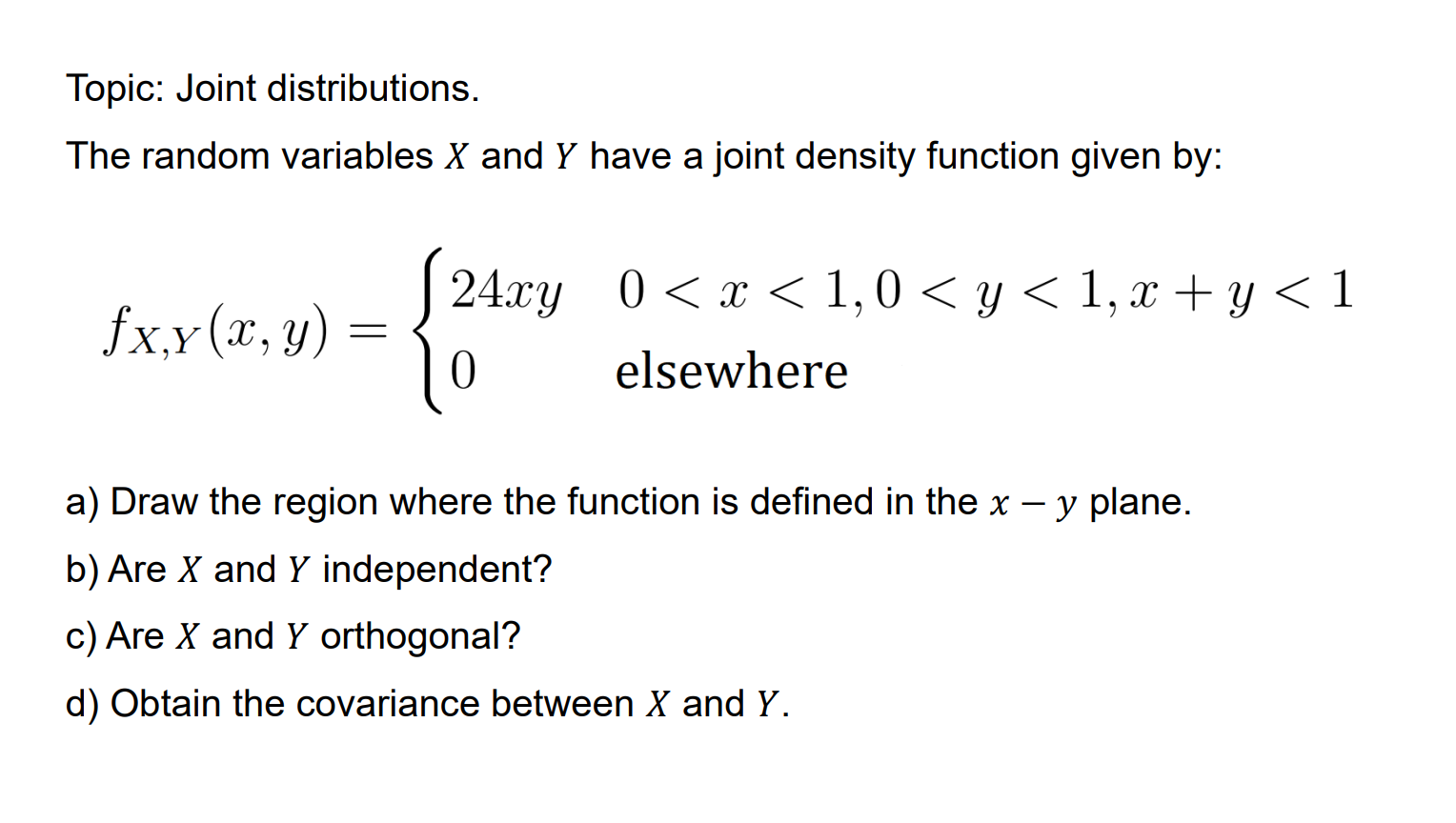 Solved Topic: Joint distributions.The random variables x | Chegg.com