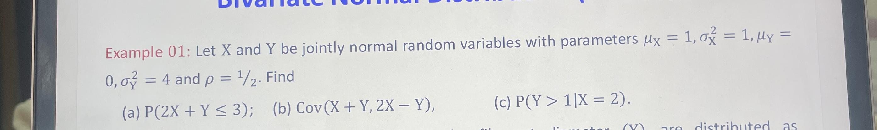 Solved Example 01: Let x ﻿and Y ﻿be jointly normal random | Chegg.com