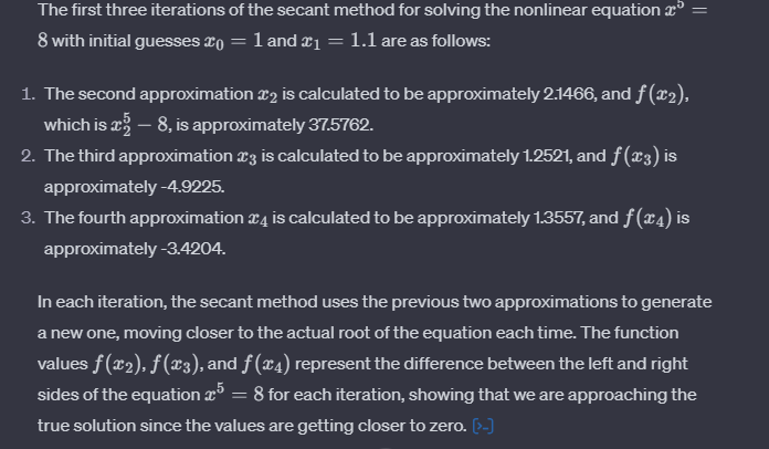 Solved The First Three Iterations Of The Secant Method For