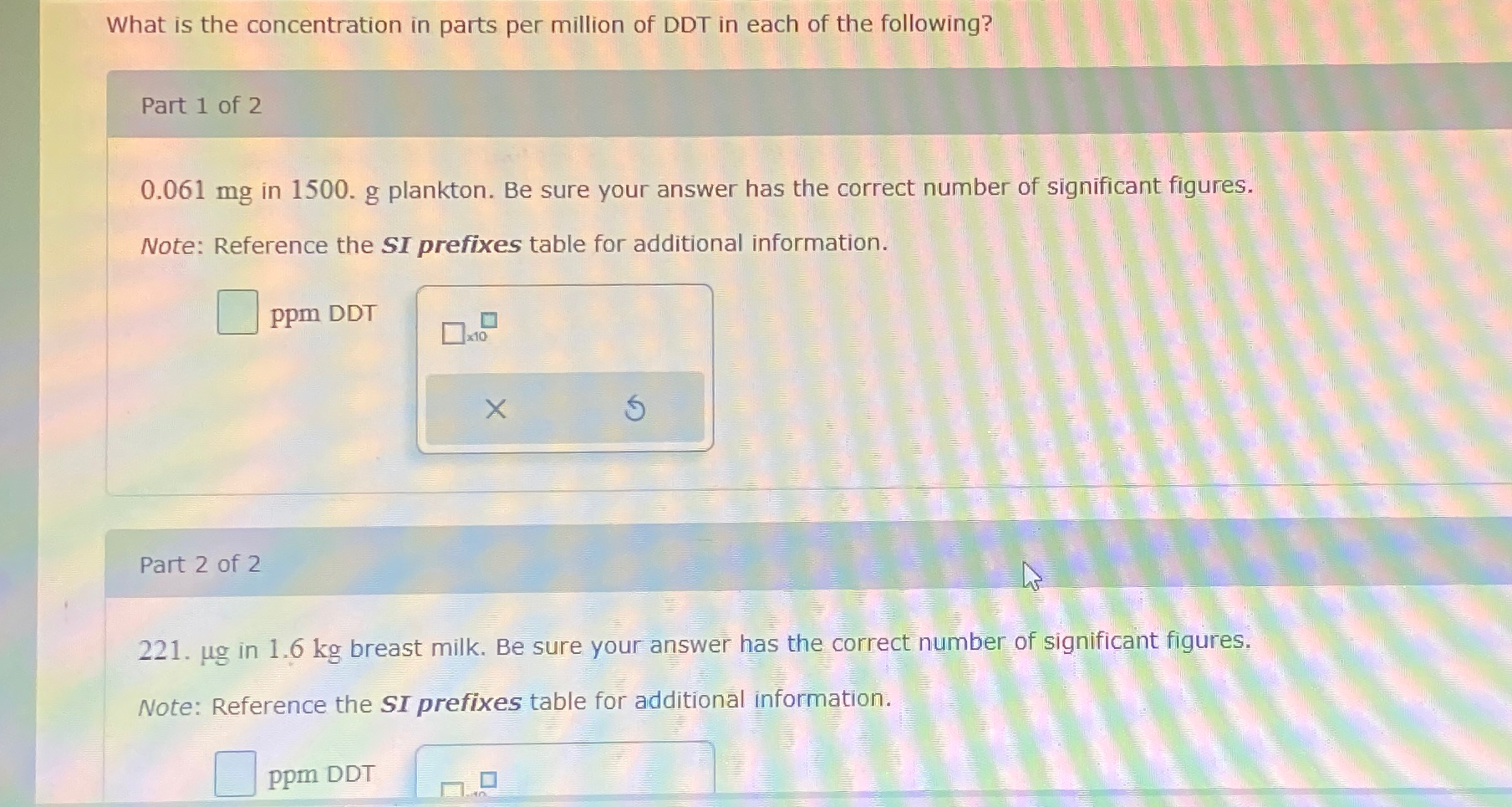 Solved What is the concentration in parts per million of DDT | Chegg.com