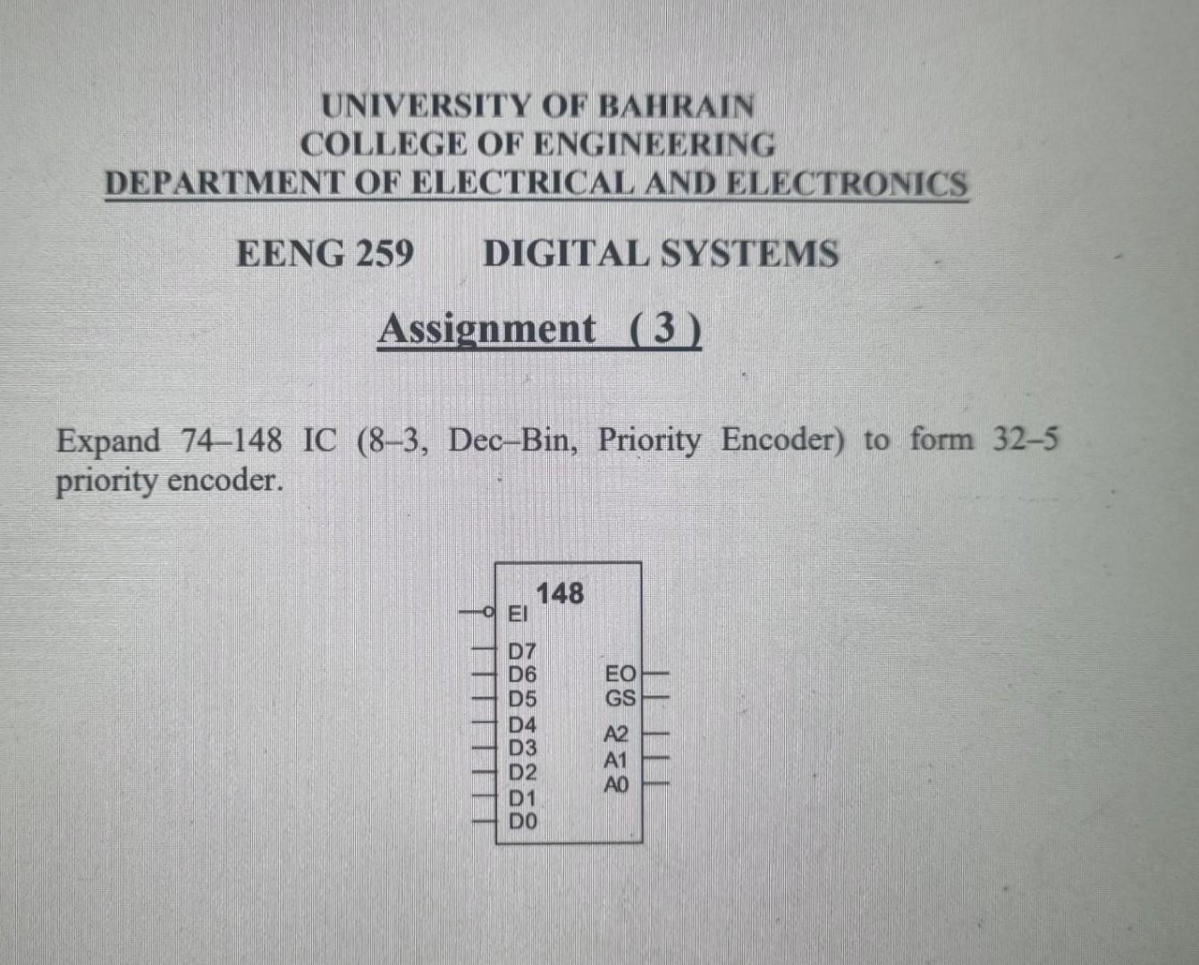Solved UNIVERSITY OF BAHRAIN COLLEGE OF ENGINEERING | Chegg.com
