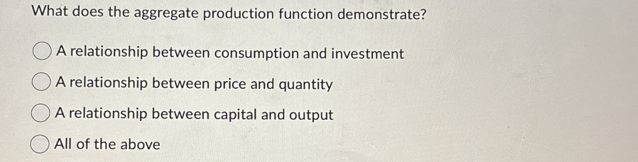 Solved What Does The Aggregate Production Function 6184