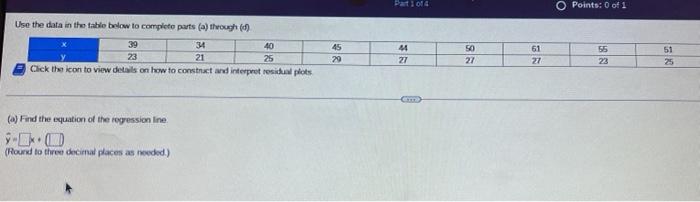 Solved Use the data in the table below to complete parts (a) | Chegg.com