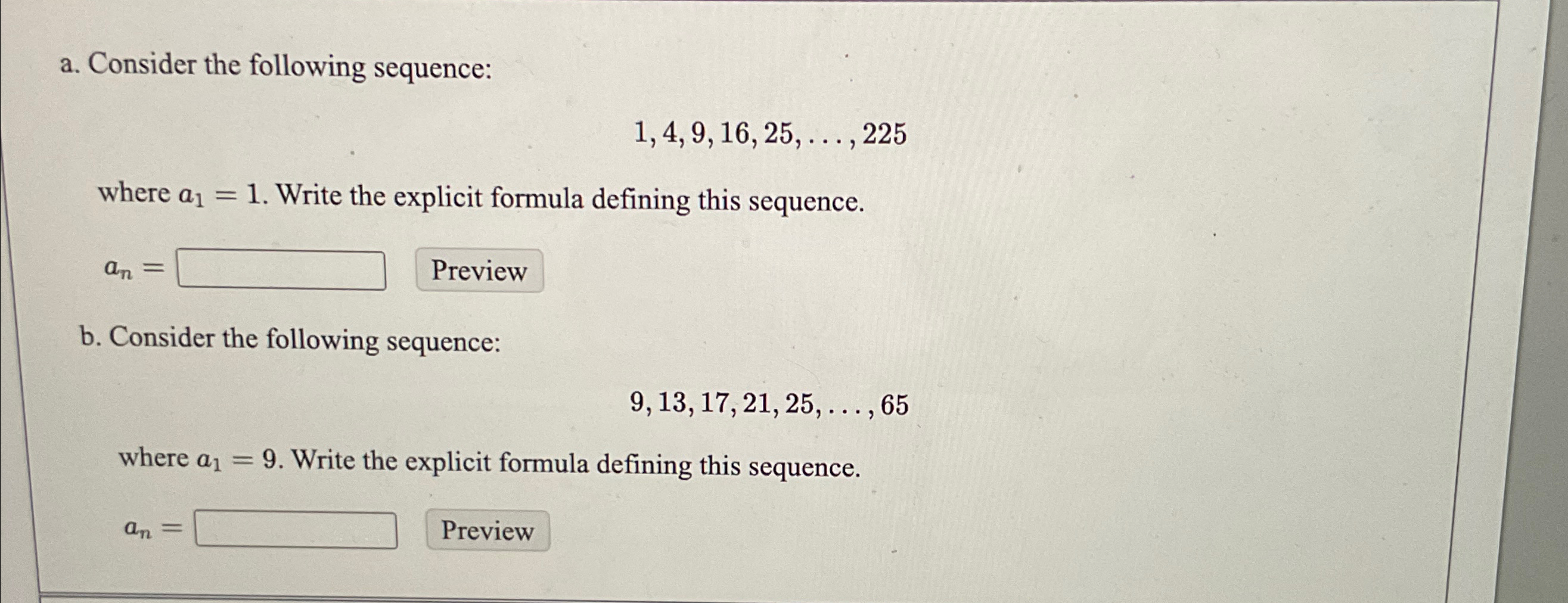 Solved a. ﻿Consider the following | Chegg.com