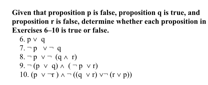 Given that proposition p ﻿is false, proposition q ﻿is | Chegg.com
