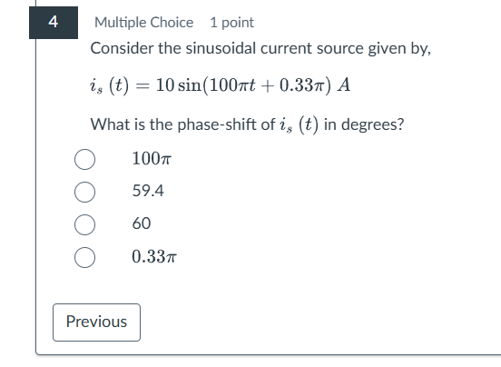 Solved Consider the sinusoidal current source given | Chegg.com